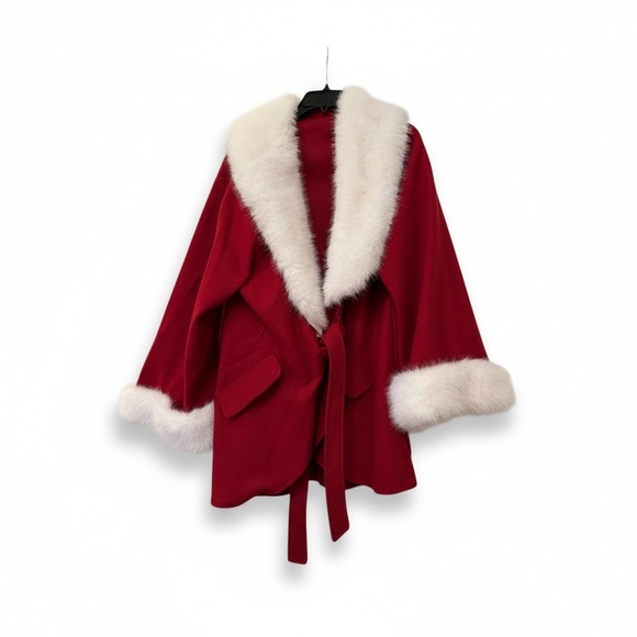 Jackets & Coats | Red Santa Coat With White Faux Fur Trim | Poshmark